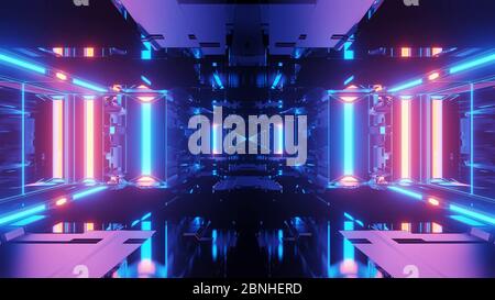 3d illustration of glowing pink neon rings, abstract background Stock ...