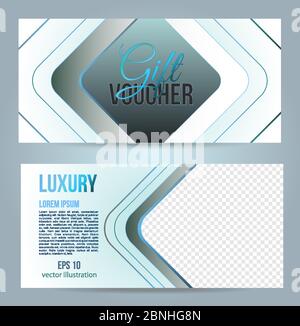 Christmas voucher for business. Blue white background for department ...