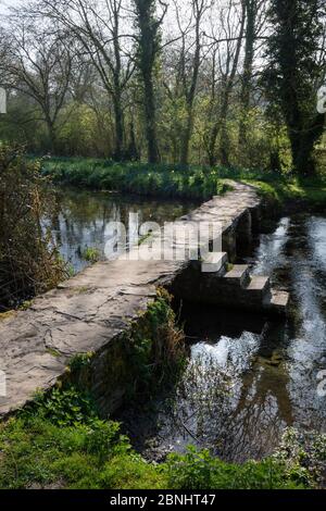 Clapper Bridge over the River Leach, Eastleach, Gloucestershire Stock ...