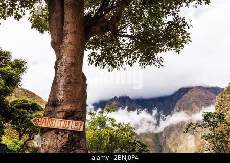 Bano, toilet sign on the Inca Trail, Peru. December 2013 Stock Photo ...