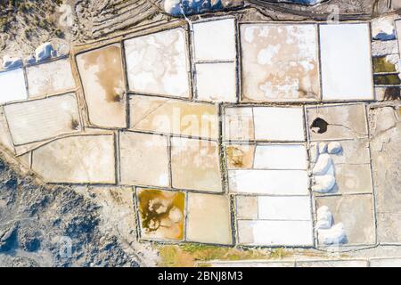 Aerial view of Lake Afrera (Lake Afdera) and salt flats, Danakil ...