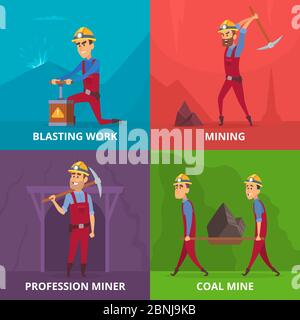 Characters set of miners. Cartoon characters Stock Vector Image & Art ...