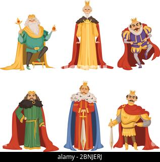 Cartoon King. Majesty happy king character on the throne, wearing crown ...