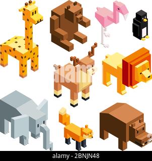 Cartoon Illustration of Cubical Bear Animal 3d Game Character Stock ...