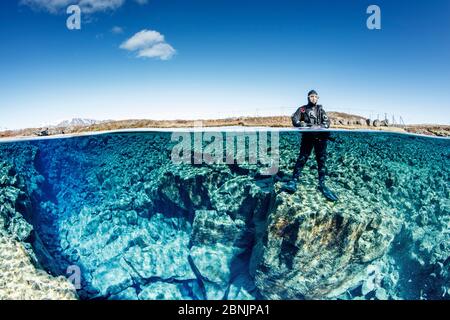 Silfra lagoon, Silfra crack, Thingvellir Lake, Iceland Stock Photo - Alamy
