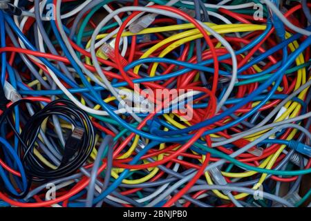 Bunch of different colors wires. Isolated on white Stock Photo - Alamy
