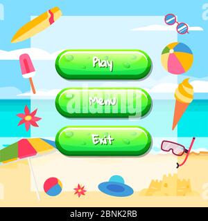 Ice game buttons, cartoon menu interface of iced textured blocks, ui gui graphic design elements ...