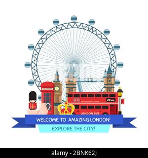 Vector cartoon London sights and objects background or pattern ...