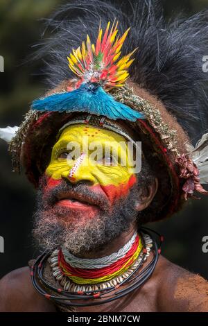 Portrait of a Huli wigman Tari Southern Highlands Papua New Guinea ...