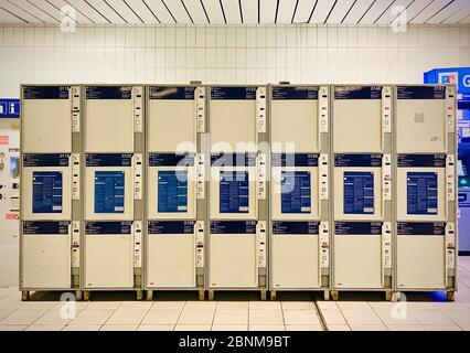 train station lockers for luggage in Japan Stock Photo - Alamy