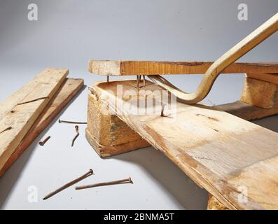 Crowbar with nail Stock Photo - Alamy