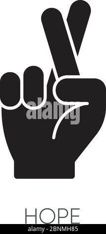 Feeling hope with crossed fingers concept. Young positive woman cartoon ...