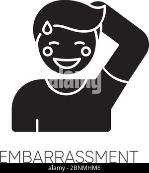 Shame black glyph icon. Human feeling embarrassed. Social emotion of ...