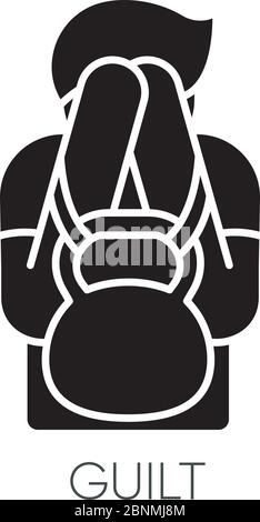 Obsessive-compulsive disorder glyph icon. Disturbed man. Thinking under ...