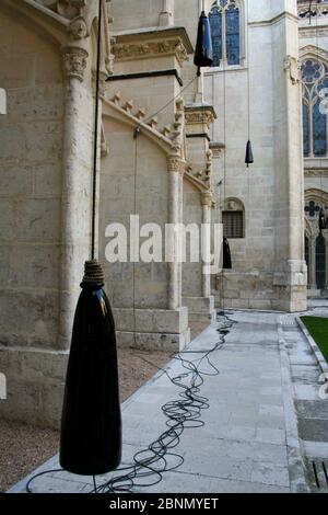 Ceramic bell with hand clapper art installation in in Burgos Cathedral ...