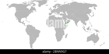 Location of Yemen on the world map, marked with Yemen flag pin ...