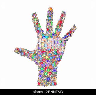 Human microbiome, conceptual illustration. Bacteria forming a human ...