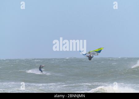 Breaking Wave with surfer, Vorupor, Nationalpark Thy, Thisted, North ...