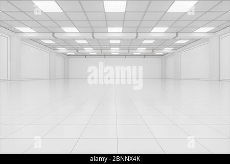 Capacious empty room, business background, 3d rendering. Computer ...