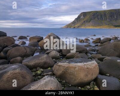 Rocky coast with surf, Unstad Beach, Lofoten, Norway Stock Photo - Alamy