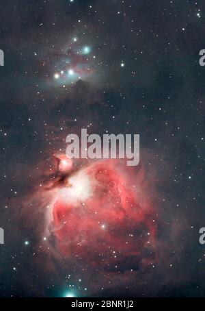 Messier 42, the Orion Nebula with reflection nebula NGC 1977 Stock Photo - Alamy