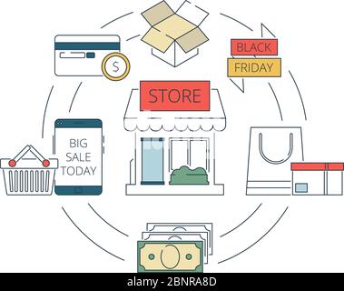 Online store. Mobile payment. Smartphone and shopping basket. Isolated ...