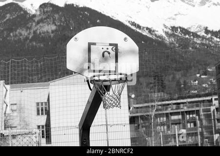 Basketball hoop with a sad face Stock Photo - Alamy