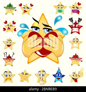 Emoji care emoticon vector set. Emoticons smiley characters in hug pose ...