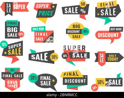 Promo tag badges. Sale and offers retail banners and labels vector ...