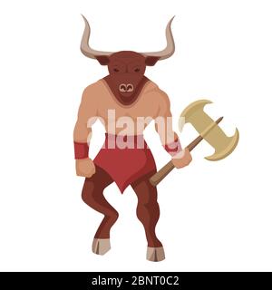 Minotaur strong. Powerful half human half bull. Mythical Monster with ...