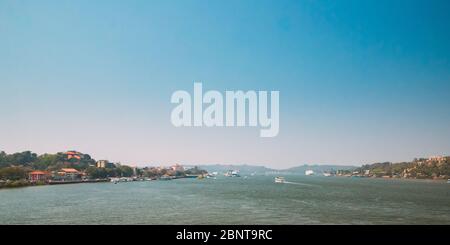 Panaji, Goa, India. Water Navigation On The Mandovi River. Ships ...