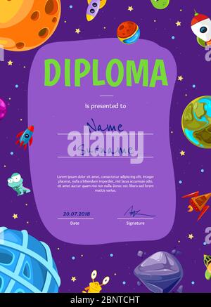 Certificate template for science award with planets in background ...