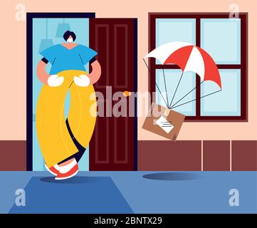 falling cartoon parcel carton box Stock Vector Image & Art - Alamy
