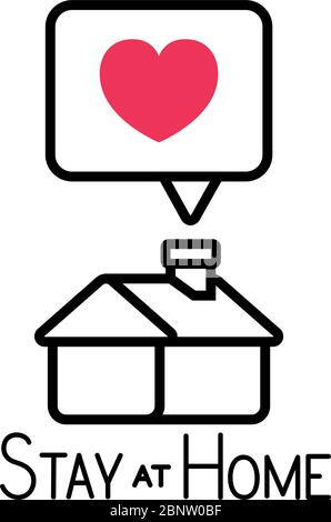 Stay at home text with heart and bubble vector design Stock Vector ...