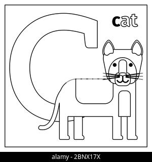 Cat Alphabet ABC Coloring Page C Stock Vector Image & Art - Alamy