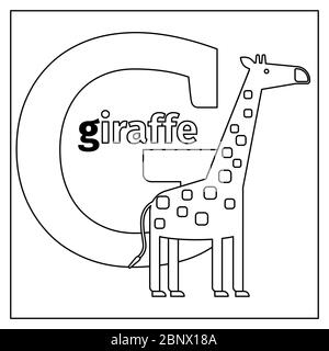 Cartoon Alphabet with Animals for coloring Stock Vector Image & Art - Alamy