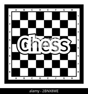 Empty black and white chess board with numbers and letters. Flat style ...
