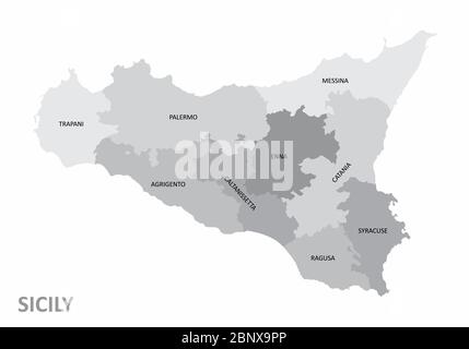 Sicily (Sicilia) Italian island map simple outline. Vector hand drawn ...