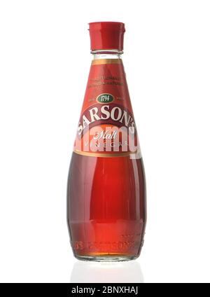 bottle with vinegar isolated on white Stock Photo - Alamy