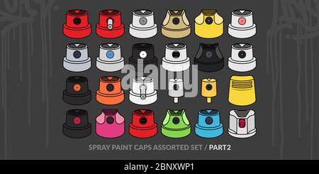 Graffiti Spray Caps Assorted Set. Isolated Vector Illustration Stock ...