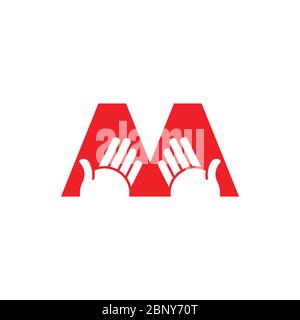 letter m hand greeting gesture logo vector Stock Vector Image & Art - Alamy
