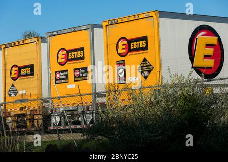 Truck trailers with logos outside of a facility occupied by Estes ...