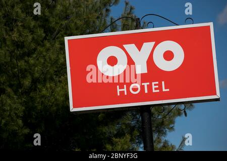 A logo sign outside of a Oyo Hotel location in Hershey, Pennsylvania on ...