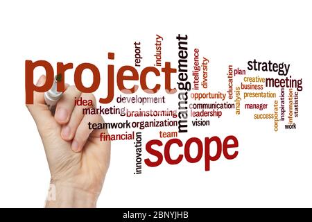 Project scope word cloud concept on white background Stock Photo - Alamy