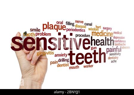 Sensitive teeth word cloud concept on white background Stock Photo - Alamy