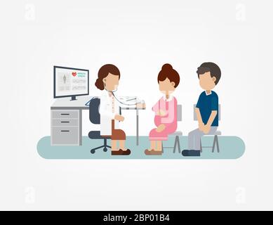 Pregnant woman medical check up. Pregnancy care clinic, belly ...