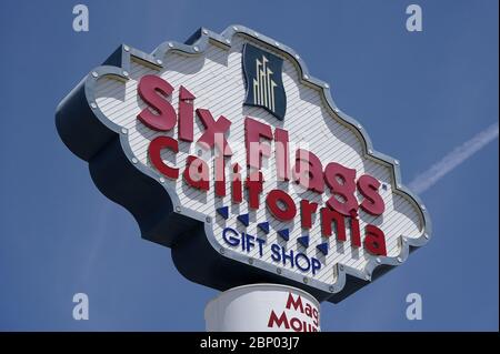 The entrance to Six Flags Magic Mountain in Santa Clarita California ...