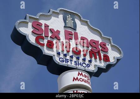 The entrance to Six Flags Magic Mountain in Santa Clarita California ...