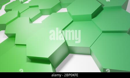Abstract solid color background, hexagons or honeycombs, 3D rendering with color gradient ...