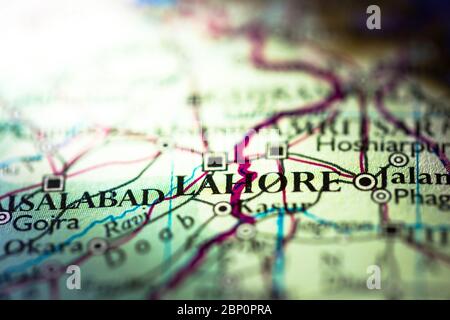 Location Lahore in Pakistan, travel map with push pin point marker ...